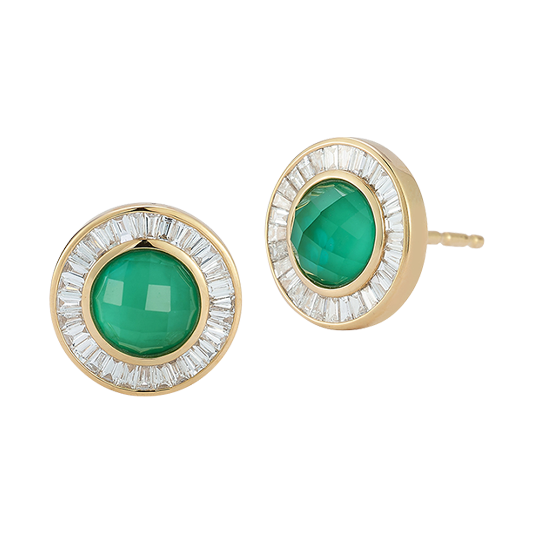 Yellow Gold Diamond Green Jade Cosmos Studs – FORTY FIVE TEN