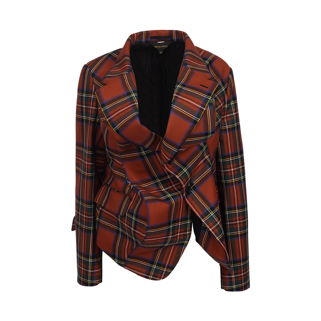 Asymmetric Plaid Blazer – FORTY FIVE TEN